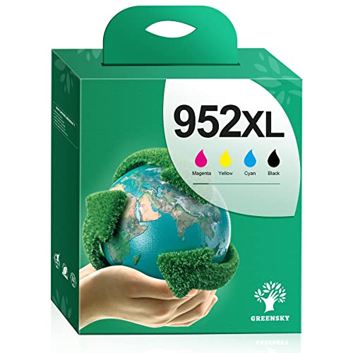 GREENSKY Remanufactured Ink-Cartridge Replacement for HP 952XL 952 XL for HP OfficeJet 8710 8720 8740 7740 7720 8715 8702 8210 8725 8216 8730 Printer Ink (1 Black 1 Cyan 1 Yellow 1 Magenta)