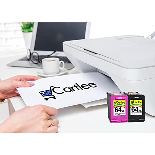 Cartlee Remanufactured Ink Cartridge Replacement for HP 64 XL 64XL for Envy Photo 6252 6255 6258 7120 7155 7158 7164 7800 7855 7858 7864 Inkjet Printers Pack Combo (1 Black, 1 Tri Color)