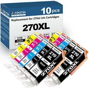 ankink ink cartridge canon pgi 270xl cli 271xl black color combo 10 pack 270 271 xl pixma mg5720 mg6820 mg6821 mg7720 ts5020 ts6020 ts8020 ts9020 printers(pgi270 pgbk cli271 black,cyan,magenta,yellow)