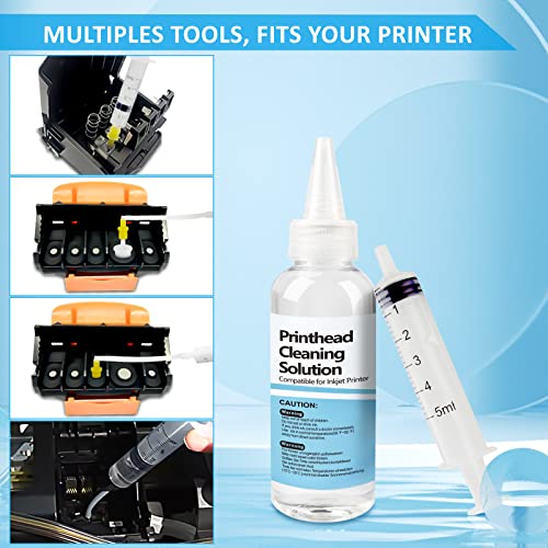 ATONER Printhead Cleaning Kit Printer Cleaning Kit Work for Canon Pixma/Brother/EP/HP 8600 8610 8620 WF-3640 7710 7620, Printer Cleaning Solution, Printer Nozzle Cleaner, Inkjet Printer Cleaner 100ML