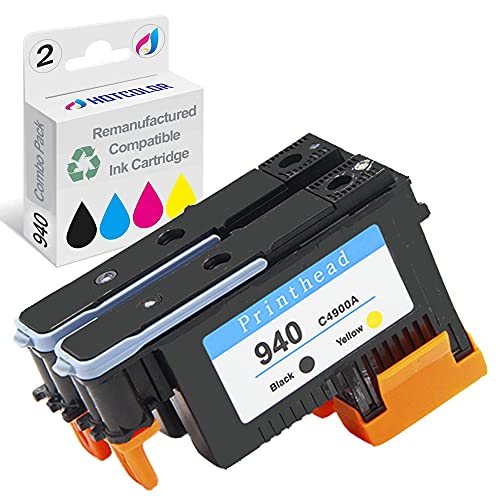 HOTCOLOR 8500 printhead Replacement for HP 940 Printhead C4900a and C4901a Printheads for HP 8500A Officejet pro 8000 8500 8500A Plus 8500A Premium 8500 Printhead (Black/Yellow Cyan/Magenta 2PK)