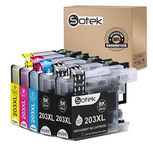 sotek compatible ink cartridge replacement for lc203xl lc203 lc201, use with mfc j480dw j680dw j880dw j460dw j485dw j885dw j5520dw j4320dw j4420dw j4620dw j5620 j5720dw (1 set+ 1 bk)