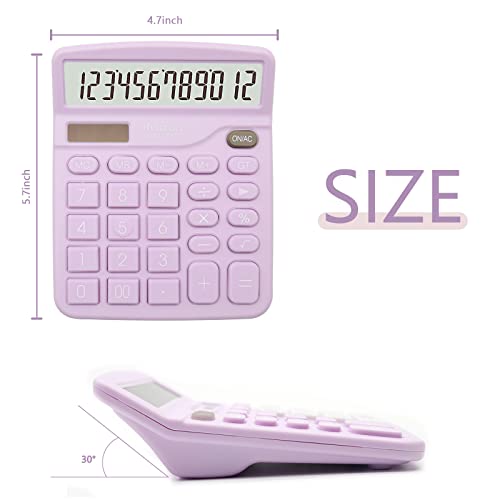 Purple Calculator, UPIHO Basic Office Calculator, Desktop Calculator 12 Digit with Large LCD Display for Purple Office Supplies with Sensitive Button, Purple Desk Accessories, School Supplies