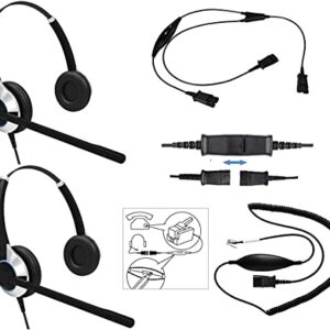 Headset Training Solution (Includes 2 x TruVoice HD-550 Premium Double Ear Headsets with Noise Canceling Microphone,Training Cord and Smart Lead - Works with 99% of Phones with RJ9 Headset Port)