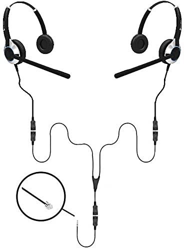 Headset Training Solution (Includes 2 x TruVoice HD-550 Premium Double Ear Headsets with Noise Canceling Microphone,Training Cord and Smart Lead - Works with 99% of Phones with RJ9 Headset Port)