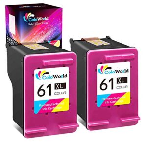 coloworld remanufactured ink cartridges replacement for hp 61xl 61 xl for envy 4500 4502 5534 5535 deskjet 2512 3510 2542 2540 2544 3000 3050a 3052a 1055 2548 officejet 4630 4632 printer ( 2 color )