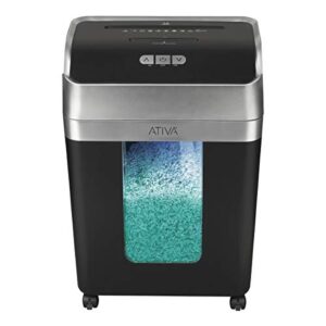 ativa™ – shredder – 14-sheet super micro-cut shredder – 0.07″ x 0.39″ – black/silver