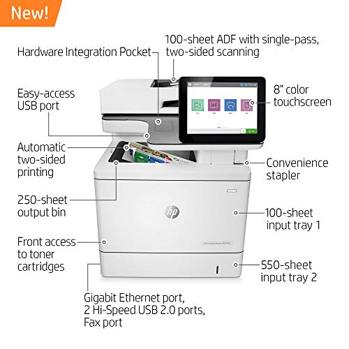 HP Color LaserJet Enterprise Multifunction M578f Duplex Printer with Stapler (7ZU86A)