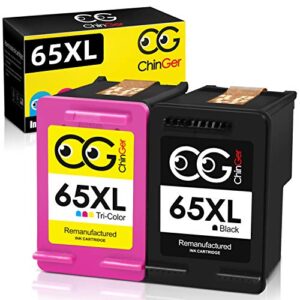 chinger remanufactured ink cartridge replacement for hp 65xl 65 xl for hp deskjet 3755 3758 2655 2652 2624 2622 3720 3722 3752 envy 5055 5052 5058 amp 100 printer (1 black, 1 tri-color)