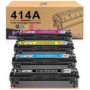 halofox compatible 414a toner cartridge 4 pack replacement for hp 414a w2020a 414x w2020x w2021a w2022a w2023a for color laserjet mfp m454dw m454dn m479fdw m479fdn printer (black cyan yellow magenta)