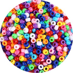 1000+ pcs pony beads, multi-colored bracelet beads, beads for hair braids, beads for crafts, plastic beads, hair beads for braids (medium pack, classic)…