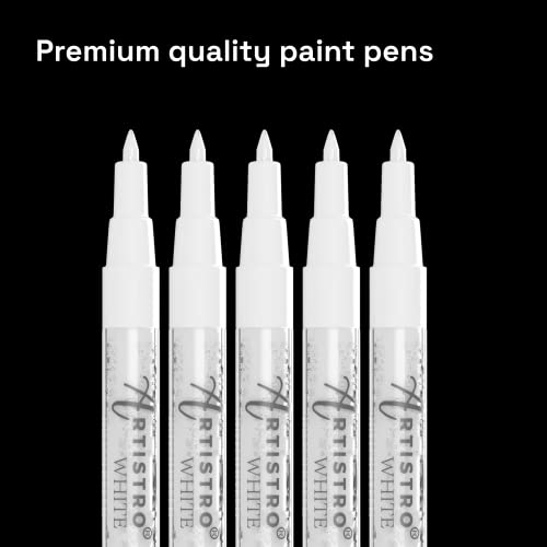 White Paint Pen for Rock Painting, Stone, Ceramic, Glass, Wood, Tire, Fabric, Metal, Canvas. Set of 5 Acrylic Paint White Marker Water-based Extra-fine Tip