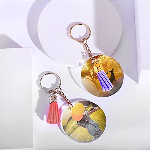 120 pcs Acrylic Keychain Blank with Key Rings: Tassels Key Chain for Craft,Bulk Keychain Rings,Acrylic Keychain Blanks Rings,Key Chain Kit