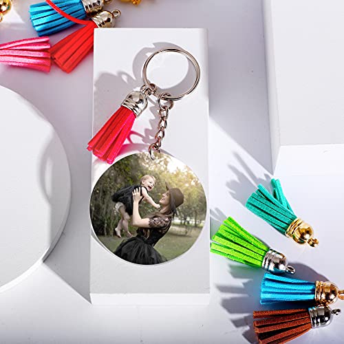 120 pcs Acrylic Keychain Blank with Key Rings: Tassels Key Chain for Craft,Bulk Keychain Rings,Acrylic Keychain Blanks Rings,Key Chain Kit