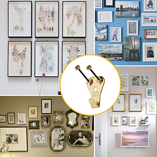 125 pcs Picture Hangers, Heavy Duty Picture Hanging Kit with Nails, Professional Picture Hanging Kit on Wooden/Drywall for Canvas, Office Pictures, Clock, House Decoration, Holds 10-100 lbs