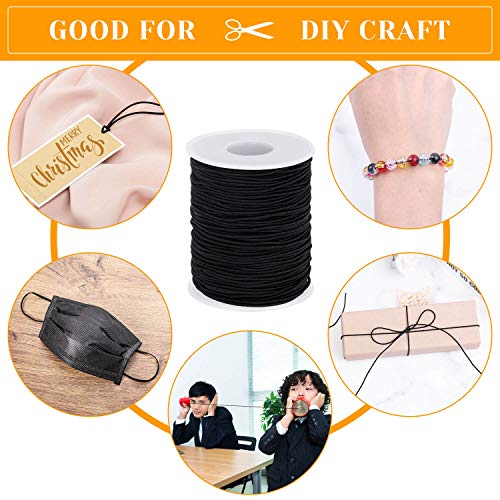 Elastic String for Bracelets, Selizo Elastic Cord Jewelry Stretchy Bracelet String for Bracelets, Necklace Making, Beading and Sewing (1.2 MM, 109 Yards, Black)