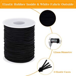 Elastic String for Bracelets, Selizo Elastic Cord Jewelry Stretchy Bracelet String for Bracelets, Necklace Making, Beading and Sewing (1.2 MM, 109 Yards, Black)