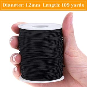 Elastic String for Bracelets, Selizo Elastic Cord Jewelry Stretchy Bracelet String for Bracelets, Necklace Making, Beading and Sewing (1.2 MM, 109 Yards, Black)