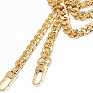 WEICHUAN 47" DIY Iron Flat Chain Strap Handbag Chains Accessories Purse Straps Shoulder Cross Body Replacement Straps, with Metal Buckles (Gold)