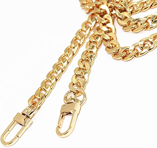 WEICHUAN 47" DIY Iron Flat Chain Strap Handbag Chains Accessories Purse Straps Shoulder Cross Body Replacement Straps, with Metal Buckles (Gold)