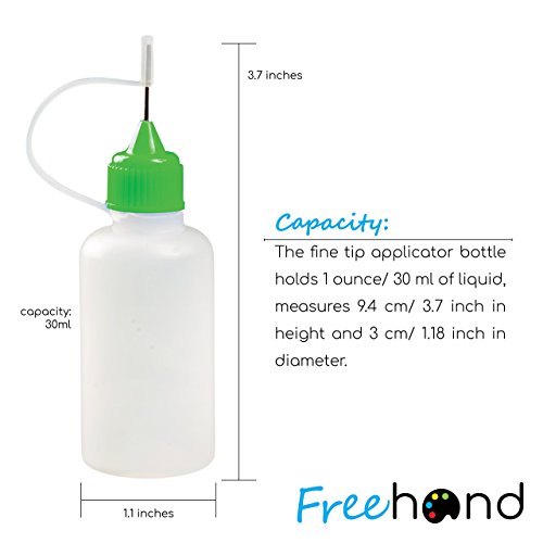 Precision Tip Applicator Bottle Four 1 Oz. Bottles and 12 Tips for Multi-Purpose Use