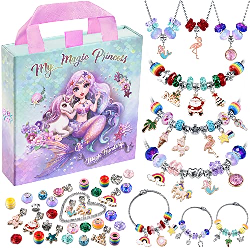 BDBKYWY Charm Bracelet Making Kit, Teen Girl Gifts Jewelry Making Kit, Unicorn/Mermaid Girl Toys Art Supplies Crafts for Girls Age 8-12