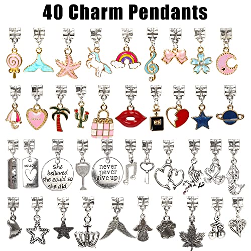 AMAZING TIME 130 Pieces DIY Charm Bracelet Making Kit Including Jewelry Beads, Snake Chains for Girls Teens Age 8-12 Unicorn Mermaid Gifts Christmas Stocking Stuffer