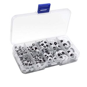 450pcs black wiggle googly eyes with self-adhesive, 6mm 8mm 10 mm 12mm 15mm mixed packaging,3 years and up