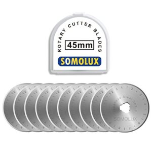 rotary cutter blades 45mm 10 pack refill by somolux,fits olfa,dafa,truecut replacement, quilting scrapbooking sewing arts crafts,sharp and durable