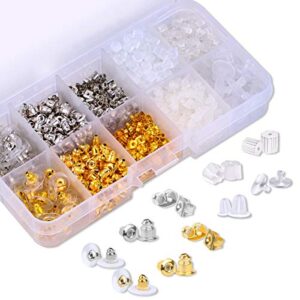 earring backs 10 styles earring accessories safety bullet earring clutch hypoallergenic 1040 pieces (10 styles)