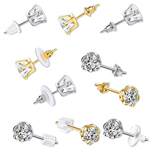 Earring Backs 10 Styles Earring Accessories Safety Bullet Earring Clutch Hypoallergenic 1040 Pieces (10 Styles)