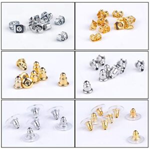 Earring Backs 10 Styles Earring Accessories Safety Bullet Earring Clutch Hypoallergenic 1040 Pieces (10 Styles)