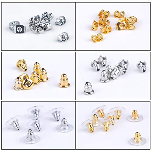 Earring Backs 10 Styles Earring Accessories Safety Bullet Earring Clutch Hypoallergenic 1040 Pieces (10 Styles)