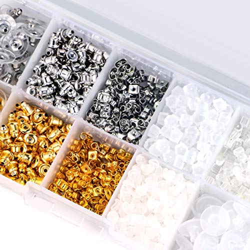 Earring Backs 10 Styles Earring Accessories Safety Bullet Earring Clutch Hypoallergenic 1040 Pieces (10 Styles)