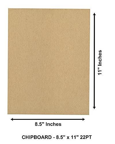 Chipboard Sheets 8.5" x 11" - 100 Sheets of 22 Point Chip Board for Crafts - This Kraft Board is a Great Alternative to MDF Board and Cardboard Sheets