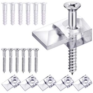 20 pack mirror holder clips glass retainer clips kit mirror hanging kit mirror hanging hardware with screw and for fixing mirror cabinet door (classic style)