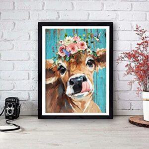 TINY FUN Diamond Painting Kits for Adults&Kids DIY 5D Diamond Art Paint with Round Diamonds Full Drill Cow Gem Art Painting Kit for Home Wall Decor Gifts(12x16inch/30×40cm)