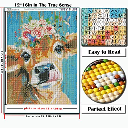 TINY FUN Diamond Painting Kits for Adults&Kids DIY 5D Diamond Art Paint with Round Diamonds Full Drill Cow Gem Art Painting Kit for Home Wall Decor Gifts(12x16inch/30×40cm)