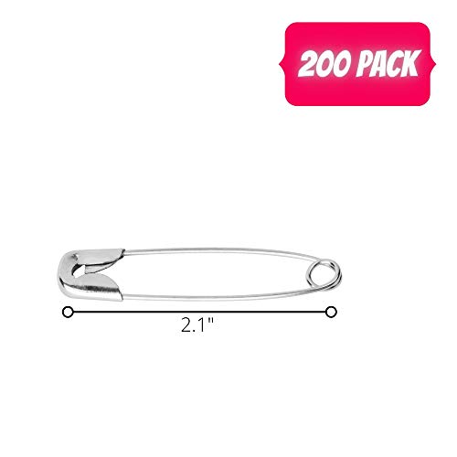 Mr. Pen Silver Safety Pins, 2.1 Inches, Pack of 200