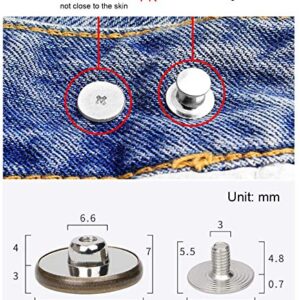 12 Pcs Button for Sewing Metal Jeans ,ICEYLI 17 mm No-Sew Nailess Removable Metal Jeans Buttons Replacement Repair Combo Thread Rivets and Screwdrivers