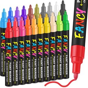 ivsun paint pens paint markers, 20 colors oil-based waterproof paint marker pen set, never fade quick dry and permanent, works on rocks painting, wood, fabric, plastic, canvas, glass, mugs, diy craft