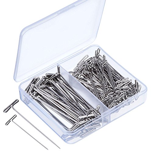 Blulu Steel T-pins for Blocking Knitting, Modelling and Crafts 150 Pieces (2 Inch, 1-1/2 Inch)