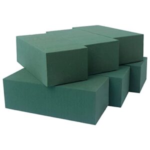 flofare pack of 6 floral foam blocks for fresh and artificial flowers, styrofoam block (9” l x 4” w x 3” h), dry and wet floral foam blocks for wedding, birthdays, home, office, and garden decorations