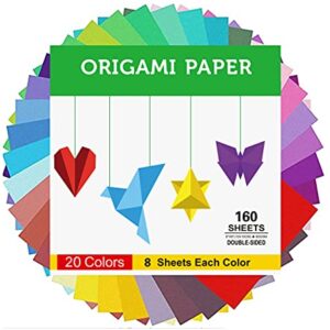 BUBU Origami Paper Kit 1000 Sheets 6 Inch Square Double Sided Color 20 Vivid Colors for Beginners Trainning and School Craft Lessons