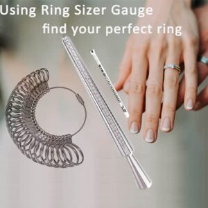 Meowoo Ring Sizer Measuring Tool Set, Ring Gauges with Finger Sizer Mandrel Ring Sizer Tools for Jewelry Sizing Measuring