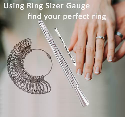 Meowoo Ring Sizer Measuring Tool Set, Ring Gauges with Finger Sizer Mandrel Ring Sizer Tools for Jewelry Sizing Measuring