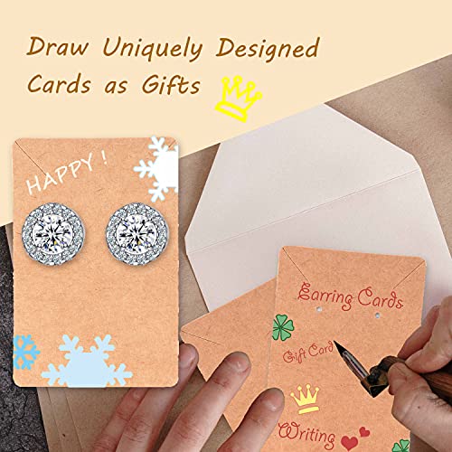 Earring Cards, Set Earring Display Cards with 100 Pcs Earring Holder Cards 200 Pcs Earring Backs and 100 Jewelry Packaging for Earrings Necklace Jewelry Display, Jewelry Bags 3.5x2.4 Inches (Brown)