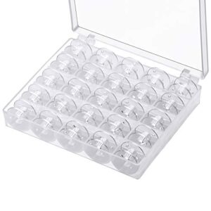 25 pcs bobbins for sewing machine- eoehro, sa156 bobbins, bobbins class 15, sewing accessories, plastic bobbin with case(1 box)