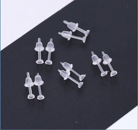 Plastic Earrings,Clear Plastic Earrings Clear Earrings Plastic Post Earrings Plastic Earring Posts and Earring Backs Silicone Earrings Clear Stud Earrings 100 Pairs Back Earrings and Blank Pins Stud…