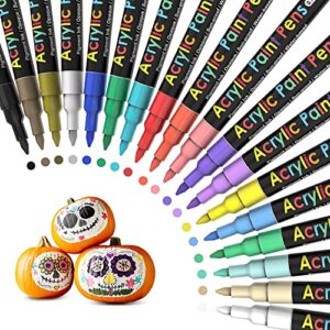 acrylic paint pens paint markers set of 18: fine point paint pens for rock painting glass wood ceramic fabric metal canvas easter eggs pumpkin kit, drawing art crafts for adults scrapbooking supplies